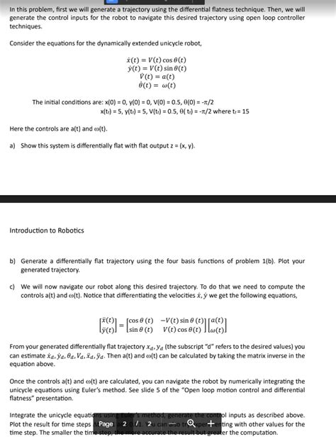 Solved In This Problem First We Will Generate A Trajectory Chegg
