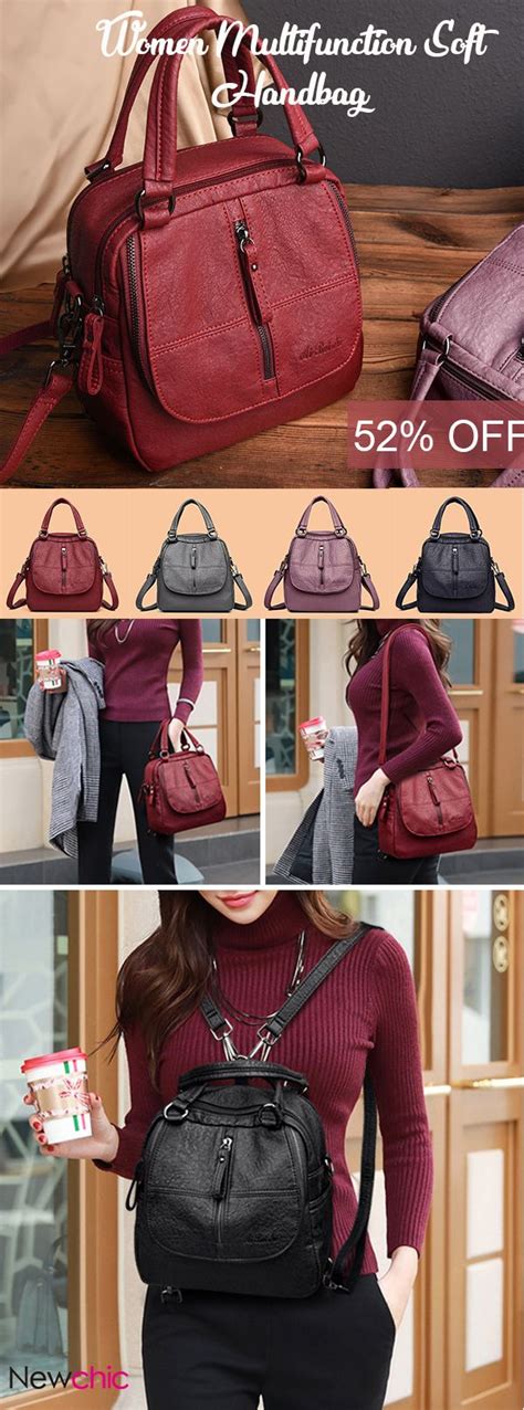 【us3815】women High End Multi Function Soft Pu Leather Handbag Double