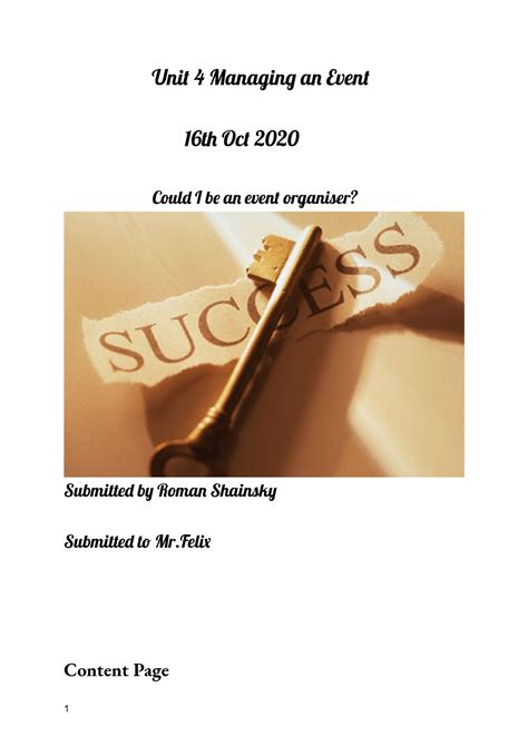 Unit 4 Managing An Event Unit 4 Managing An Event 16th Oct 2020 Could I Be An Event Organiser