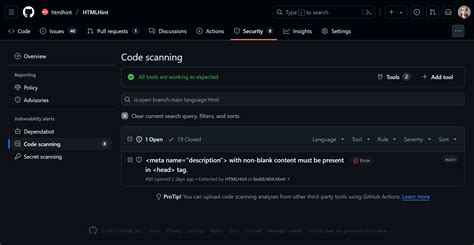 Github Code Scanning Htmlhint