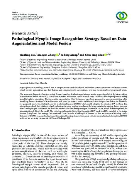 Pdf Pathological Myopia Image Recognition Strategy Based On Data Augmentation And Model Fusion