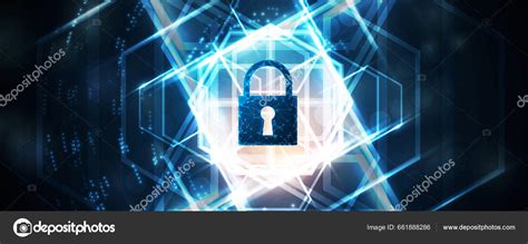 Internet Digital Syber Security Technology Concept Business Background Lock Circuit Stock Vector