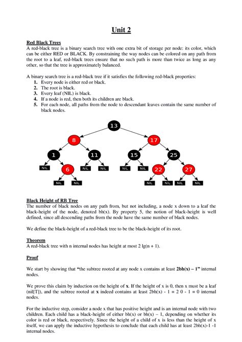 Design And Analysis Of Algorithm Unit 2 Notes Unit 2 Red Black Trees A Red Black Tree Is A