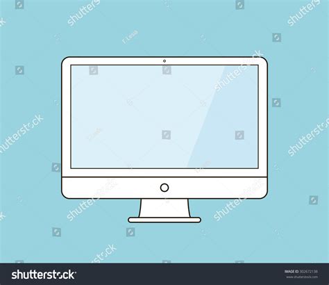 Outline Computer Monitor Isolated Vector Illustration Stock Vector Royalty Free