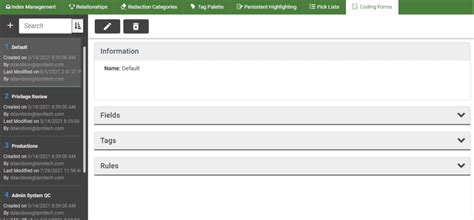 Overview Coding Forms