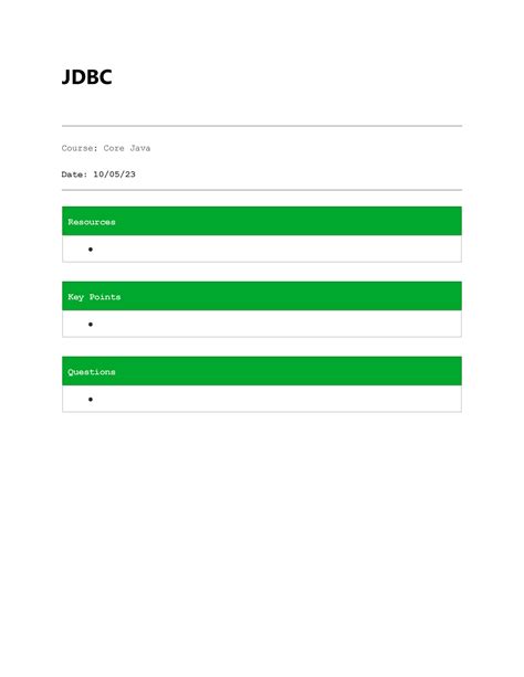 Jdbc Notes Of Java Database Connectivity Jdbc Course Core Java