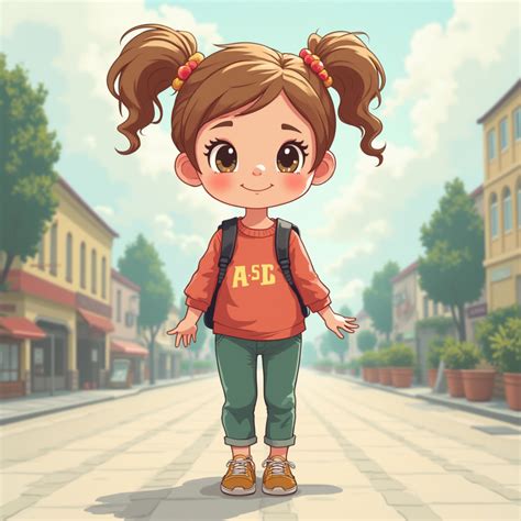 تصاویر کارتونی دختر بچه در حال رفتن به مدرسه تولید شده با هوش مصنوعی