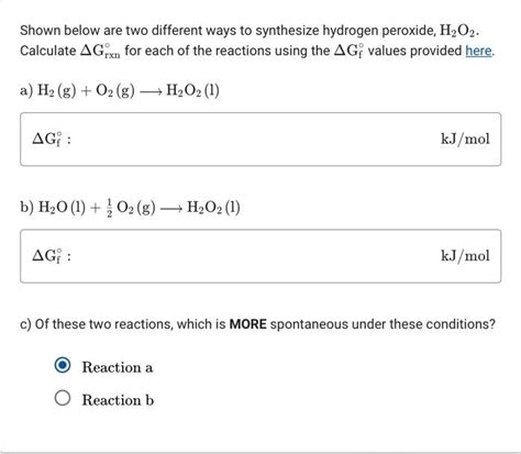 A Using The Table Of Thermodynamic Values Provided