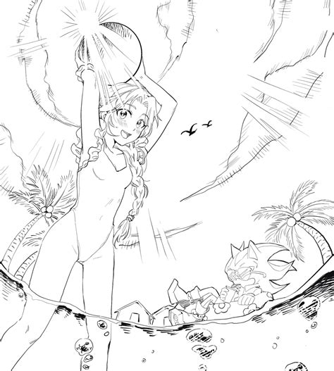 Shyu 1014 Maria Robotnik Shadow The Hedgehog Sonic Series Highres 1girl Ball Beach