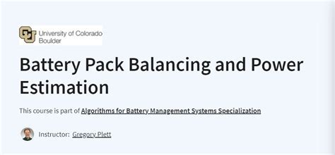 Battery Pack Balancing And Power Estimation Matlab Programming