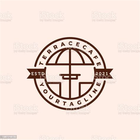 테라스 카페 라인 아트 로고 벡터 일러스트 디자인 레스토랑 카페 커피숍 로고 배지 템플릿 디자인 심플한 모던 미니멀 한 레스토랑