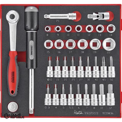 Teng 36pc 38in Dr Std And Txhex Skt Set Ted Tray Tradie Republic