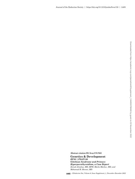 Pdf Rf30 Psat136 Gitelman Syndrome And Primary Hyperparathyroidism A Case Report