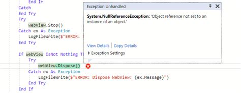System NullReferenceException Upon WebView Dispose Issue MicrosoftEdge