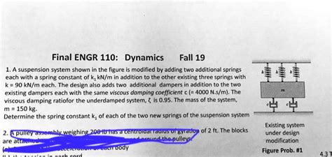 Solved Solve Problem 1 Final Engr 110dynamics Fall19 1a Suspension