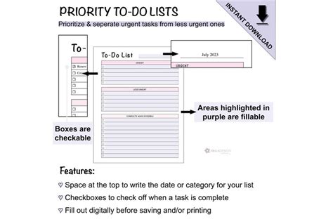 Fillable Priority To Do List With Checkboxes Digitally Fillable And