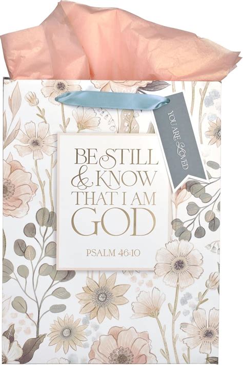 Large Portrait Inspirational Scripture T Bag Tag And Wrapping Tissue Paper Be Still Bible