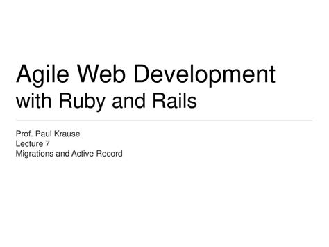 Agile Web Development With Ruby And Rails Ppt Download