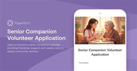 Senior Companion Volunteer Application Form Template Paperform