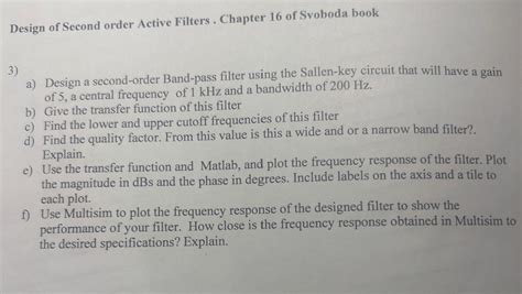 Design Of Second Order Active Filters Chapter 16 Of