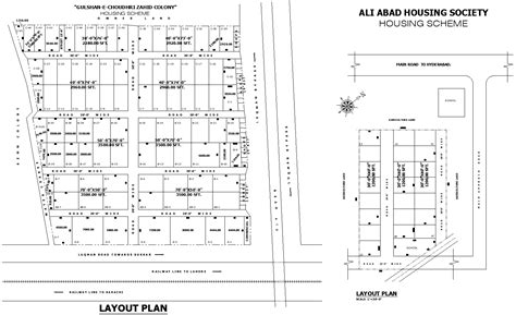 Residential Plot Layout With Railway And Road Dwg Cad Drawing