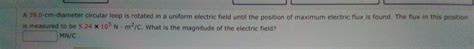 Solved A 39 0cm Diameter Circular Loop Is Rotated In A Chegg Com