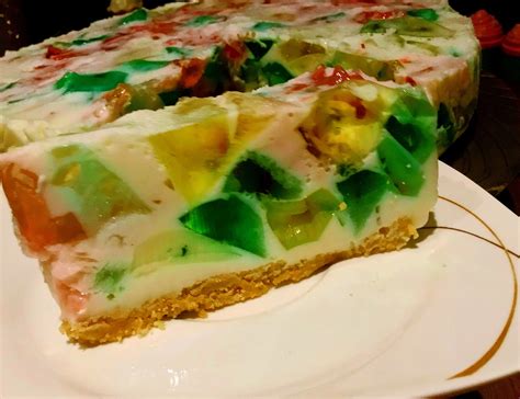 Торт Бите Скло з сметаною із желе з печивом простий рецепт