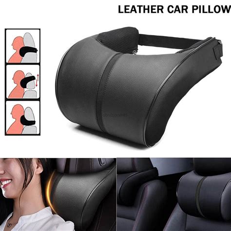 หมอนรองคอในรถ หมอนรองคอหนัง Pu สำหรับติดเบาะรถยนต์ Car Seat Neck Pillow Car Headrest Pillow Pu