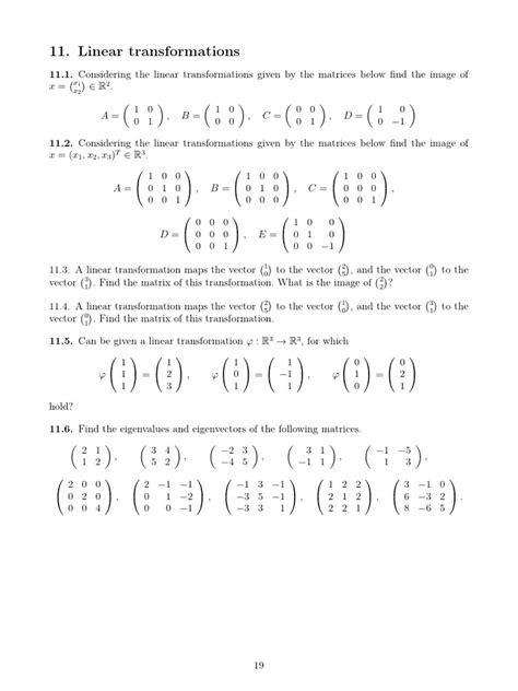 Exercises 11 Pdf Matrix Mathematics Linear Map
