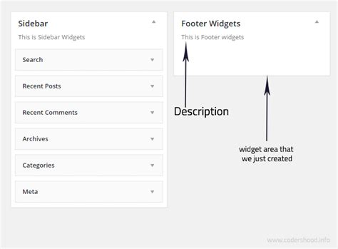 add widget area in wordpress theme widgets codershood