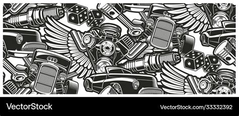 Retro Car Engine Pattern Royalty Free Vector Image