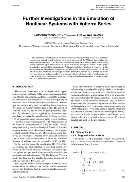 Pdf Further Investigations In The Emulation Of Nonlinear Systems With Volterra Series