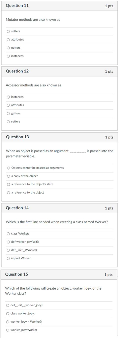 Solved Question 11 1 Pts Mutator Methods Are Also Known As O