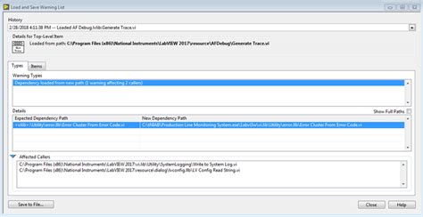 solved afdebug lvlib generate trace vi causing error in labview