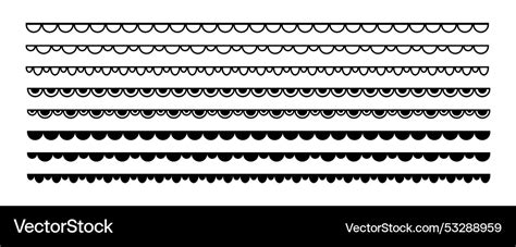 Scalloped Edge Seamless Strokes Set Simple Vector Image