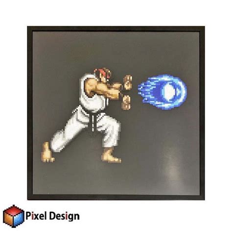 Street Fighter Ii Ryu Sprite Made From Mini Beads And Placed In A Pic Frame R Beadsprites