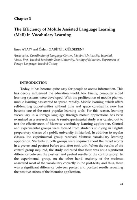 Pdf The Efficiency Of Mobile Assisted Language Learning Mall In Vocabulary Learning