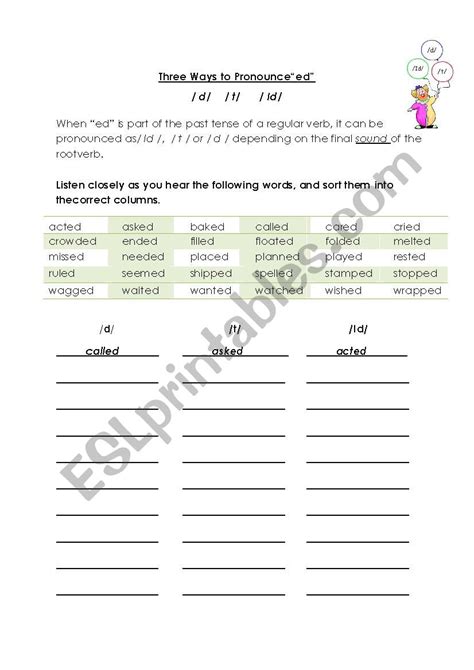 Pronunciation Of Regular Verbs In Past Simple Esl Worksheet By Robtuesta