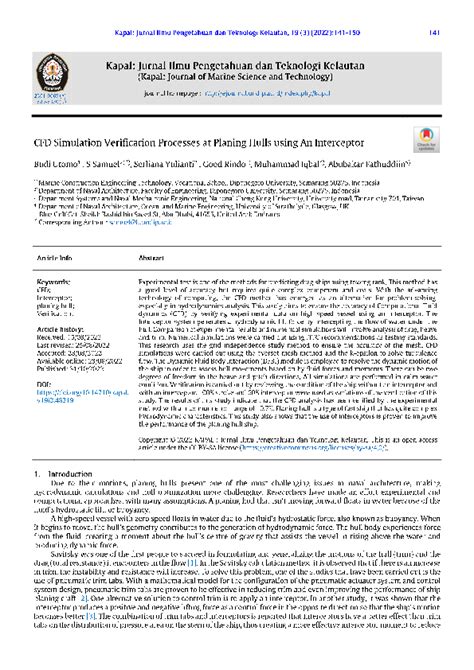 pdf cfd simulation verification processes at planing hulls using an