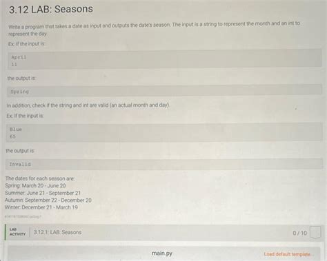 solved 3 12 lab seasons write a program that takes a date
