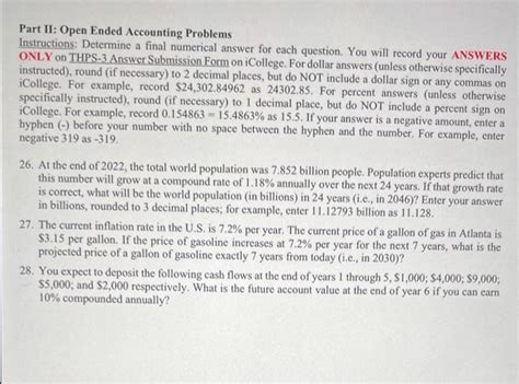 Solved Part Ii Open Ended Accounting Problems Instructions