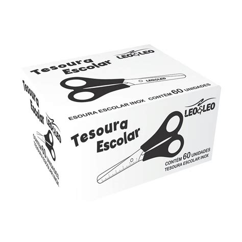 Tesoura Escolar Black Inox 130mm Cabo Preto Cx60 Und Leoeleo