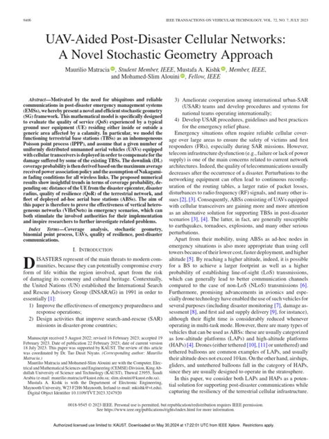 Uav Aided Post Disaster Cellular Networks A Novel Stochastic Geometry