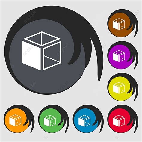 Vectorized D Cube Symbol With Eight Colorful Button Icons Vector Shape Concept Icon PNG And