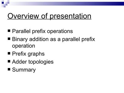 parallel prefix adders presentation ppt
