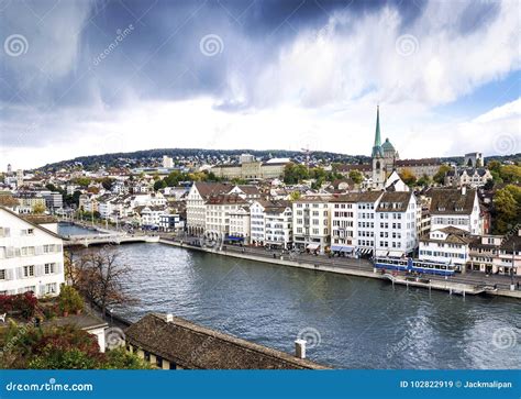 Central Zurich Altstadt Historic Landmark Old Town Area Editorial Stock