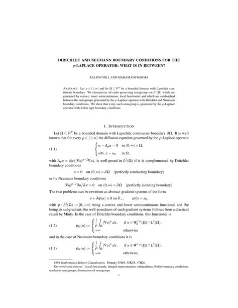 Pdf Dirichlet And Neumann Boundary Conditions For The P Laplace