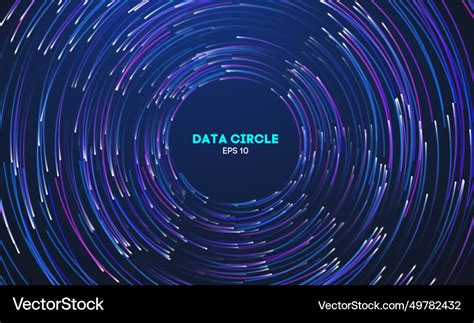 Circular Data Swirl On Dark Blue Technology Vector Image