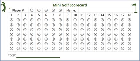 Mini Golf Scorecard Template Miniature Golf Course Design Amusement