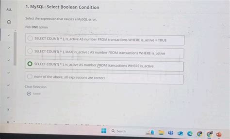 1 Mysql Select Boolean Condition Select The Expression That Causes A